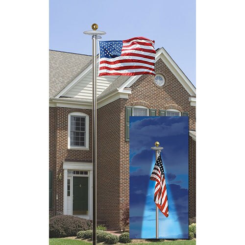Flagpole Set - 20' Anthem W/ Flag And Light | Carrot-Top Flags