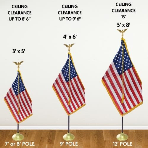 American Indoor Flag Sets - Oak Flagpole | Carrot-Top Flags